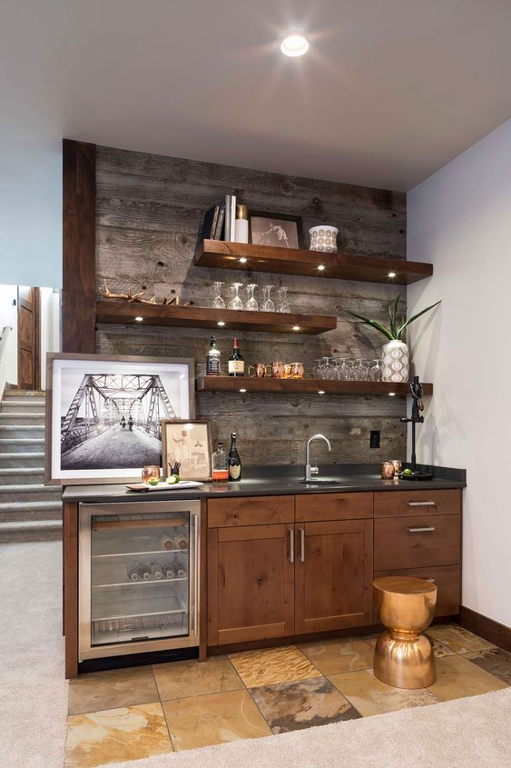 35 Stunning Modern Basement Bar Idea Designs | Displate Blog